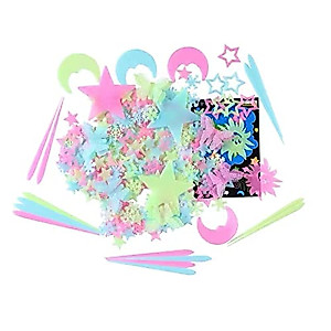 Glow in The Dark Stars Sticker for Wall Ceiling, 266 Pieces 3D Glowing Stars and Moon for Kids Bedroom, Glow in The Dark Stars Sticker Create Glittering Stars, Room Decorating Stars