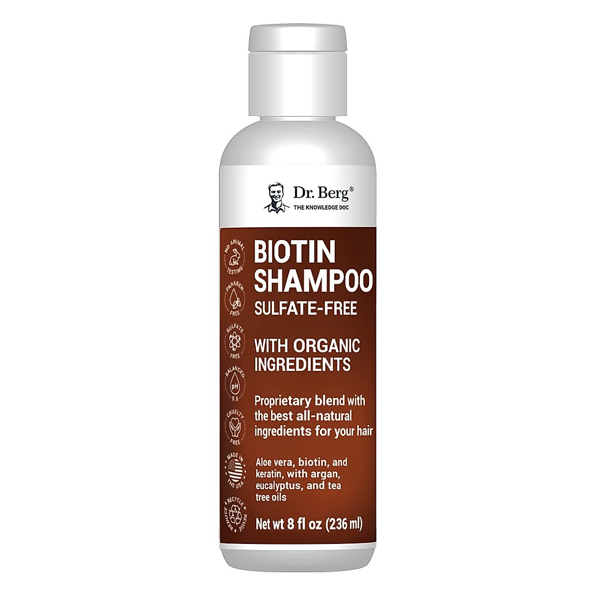 Dr. Berg Biotin Shampoo & Conditioner - Duo to Restore & Hydrate Beautiful Hair - Well-Balanced Hair Care Formula with Organic Ingredients to Help Strengthen, Soften & Shine Hair - 8 Fl Oz (Set of 2)