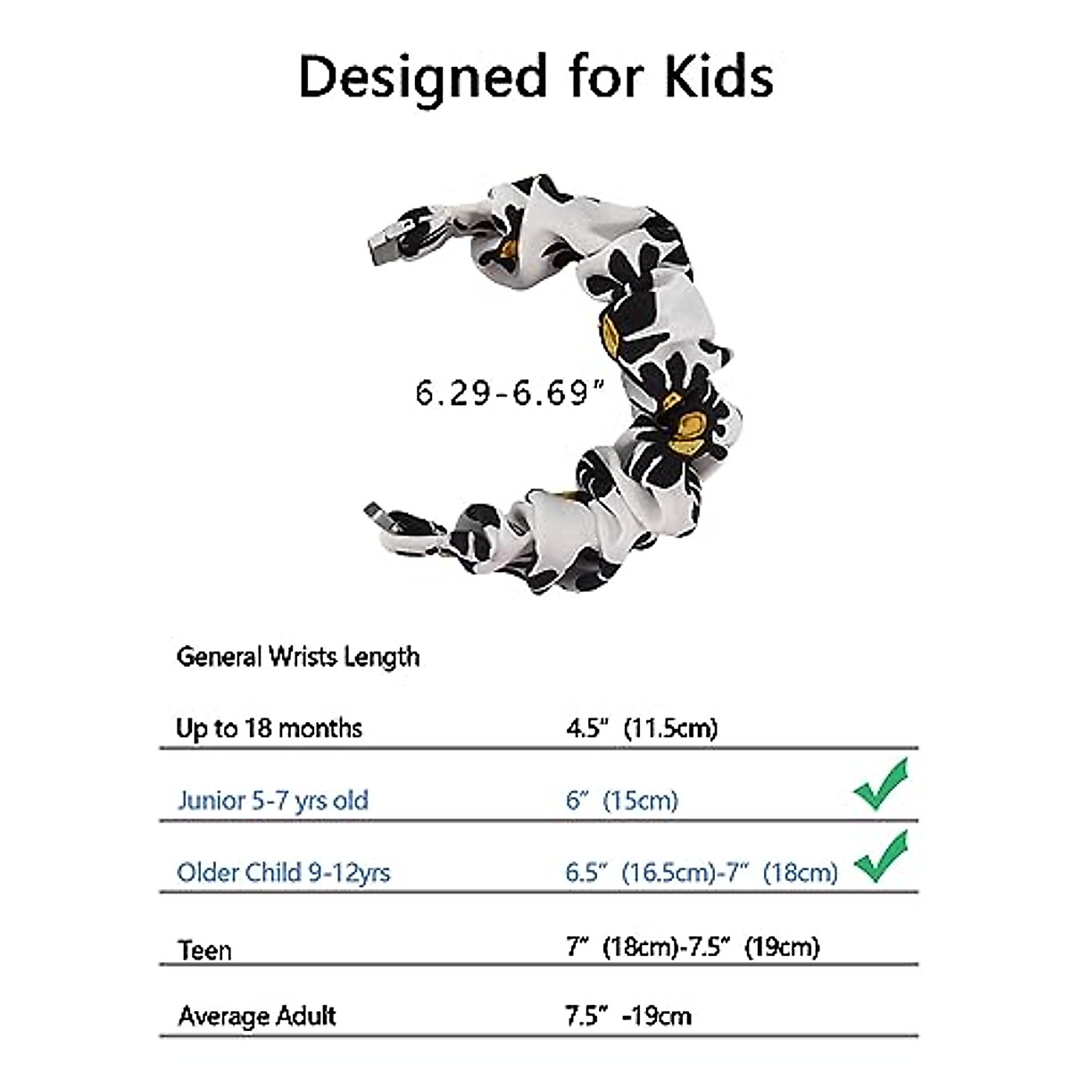 Khxriypha 2 Pack daisy Scrunchie Band Compatible with Gizmo Watch Band Stretchy Fabric Strap for Gizmo Watch Band Replacement Wristband Gizmo Watch 3/2/1 & Gabb Watch 2/1 SyncUP for Girls Kids