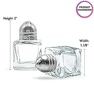 Srenta Small Salt and Pepper Shakers, Pack of 24 Bulk Salt and Pepper Shakers with Funnel Tool, Clear Glass Mini Salt and Pepper Shakers Set with Stainless Steel Tops for Wedding Table & Party, 0.5 oz