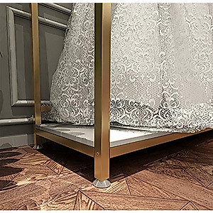 HOMEKAYT Gold Clothing Racks with Shelves, Weeding Dress Retail Clothes Rack,Freestanding Rack, Shoes Bags Clothes Organizer Garment Rack (59" L)