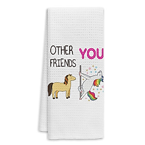 Funny Unicorn Other Friends and You Kitchen Dish Towels Dishcloths,Funny Friendship Tea Towels Hand Towels for Bathroom Kitchen,Birthday Idea for Women Friends, for Women Girls