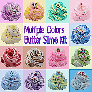 FJAZUFSA 14 Pack Dual Colors Butter Slime Kit, Soft & Non-Sticky,Birthday Gifts for Girl and Boys, Easter Party Favors or Christmas Stocking fillers