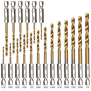 YXYL 19PCS Premium Hex Drill Bit Set, Titanium Drill Bits Set, High Speed Steel Hex Shank Drill Bits Sets, Twist Drill Bits Set, Quick Change Drill Bits for Wood, Hss Drill Bit Set 1/16"-1/4"