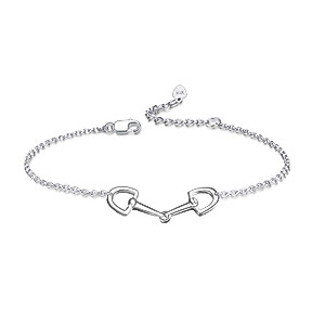 YFN Horse Snaffle Bit Sterling Silver Adjustable Bracelet for Horse Lover Gift for Women