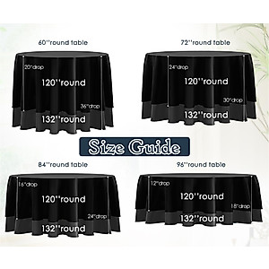 LEQEE Round Tablecloth,120inch Stain and Wrinkle Resistant Polyester Table Cloth,Decorative Fabric Table Cover for Kitchen,Dinning,Party,Wedding Round(Black)