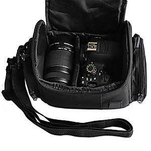 Well Padded Fitted Compact Medium DSLR Camera Case Bag w/ Zippered Pockets and Accessory Compartments for Canon EOS Rebel T8i T7 T7i T6i T6S T5i T5 T4i T3i SL1 EOS 90D 80D 0D 60D 7D 6D 5D 750D 700D