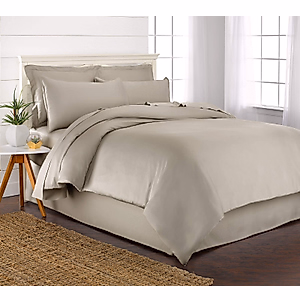 LinenEra Eastern King Size (118" x 110") Size Duvet Cover Set 100% Organic Luxuriously Soft and Cooling 1 Piece Set Zipper Closure Duvet Cover with Ties Cream Comforter Cover