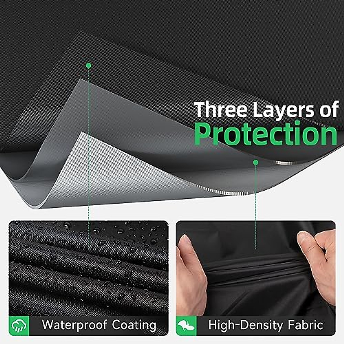 MR.COVER Patio Furniture Covers Waterproof, 3-Seater Outdoor Couch Cover, Fits up to 80W x 38D x 35H inches, with Air Vent and Handles, Black