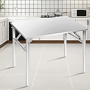 Small Stainless Steel Folding Table, Portable Camp Picnic Party Dining Table No Assembly Sturdy Small Folding Desk (36" x 24")…