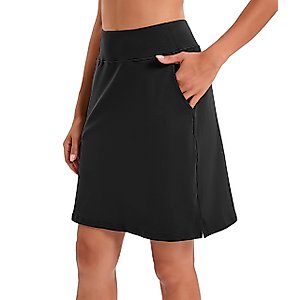 Jhsnjnr Womens Golf Skirts 20" Knee Length Skorts with Pockets Summer Athletic Tennis Skirts Black