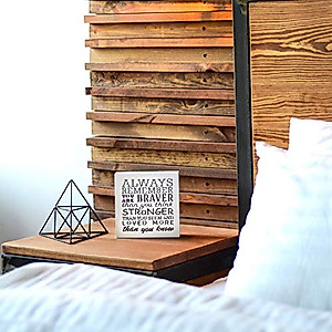 KAUZA Always Remember You are Braver Than You Think - Inspirational Gifts Positive Wall Plaque Pallet Saying Quotes for Birthday - Presents for Mom Sister Grandma 5.5 x 5.5 Inch