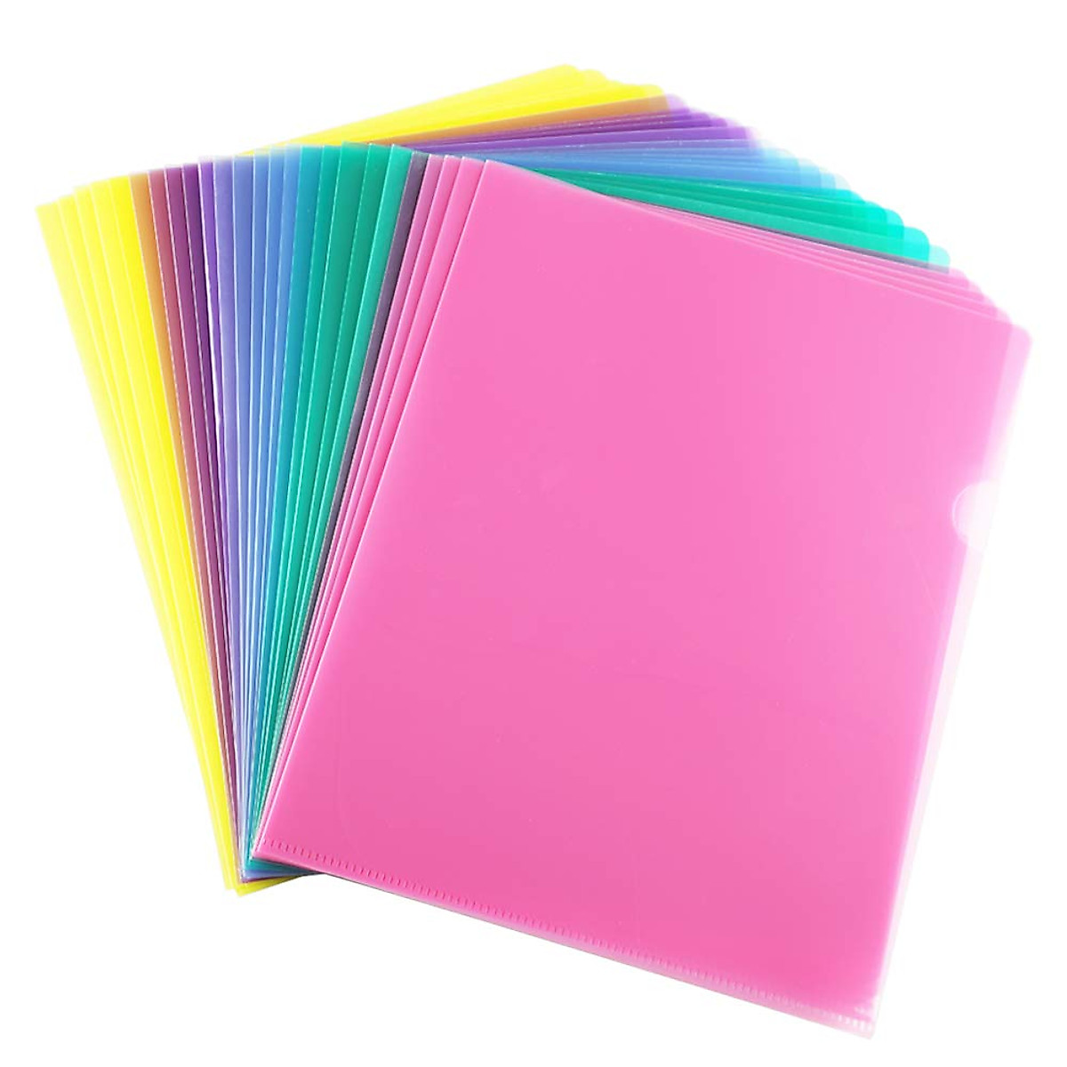 Sooez 25 Pack Clear Document Folders - Durable, Color-Coded Organization