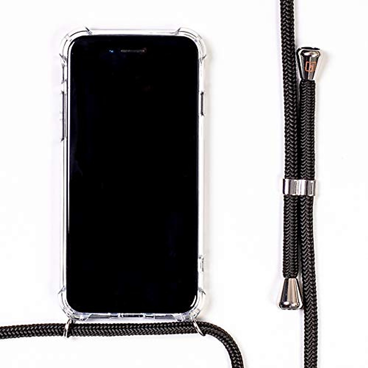 KILUCASE Smartphone Necklace - Clear Protective Anti-Shock Case with Lanyard Strap Cord in Charcoal Grey (Compatible with iPhone 11Pro)