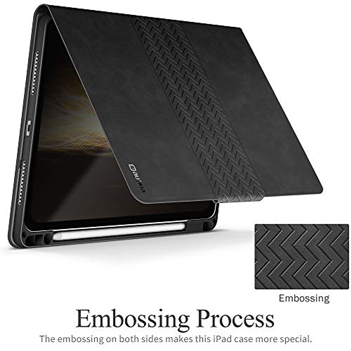 auaua Case for iPad Air 11 Inch (2024)/iPad Air 5th/4th Generation (2022/2020) with Pencil Holder, Auto Sleep/Wake, Adjustable Angle (Gray)