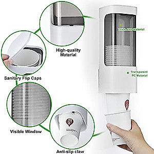 Cup Dispenser Wall Mounted Bathroom Cup Holder, 3oz-5oz Disposable Paper Cup Plastic Cup Dispenser, Water Cooler Dispenser Cup Holder with Paste Plate for Home Office Hospital Gym
