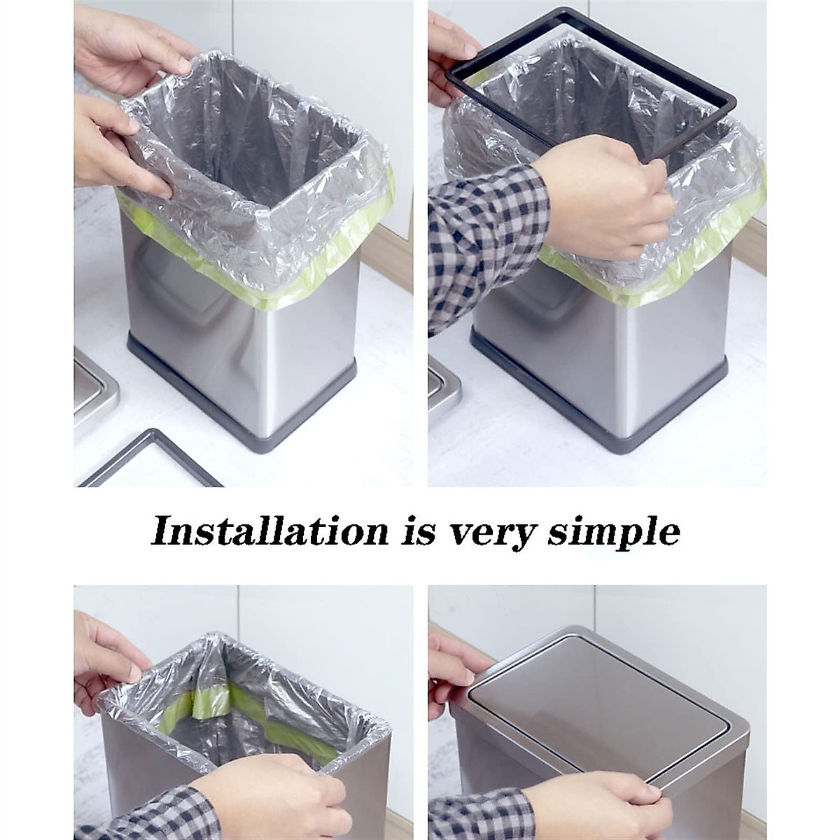 CLoxks Trash Cans 10L / 15L Stainless Steel Kitchen Trash Cans with Lid Large Capacity Living Room Bedroom Swing Cover Trash Cans Office Waste Paper Basket Kitchen Garbage can (Size : 15L)