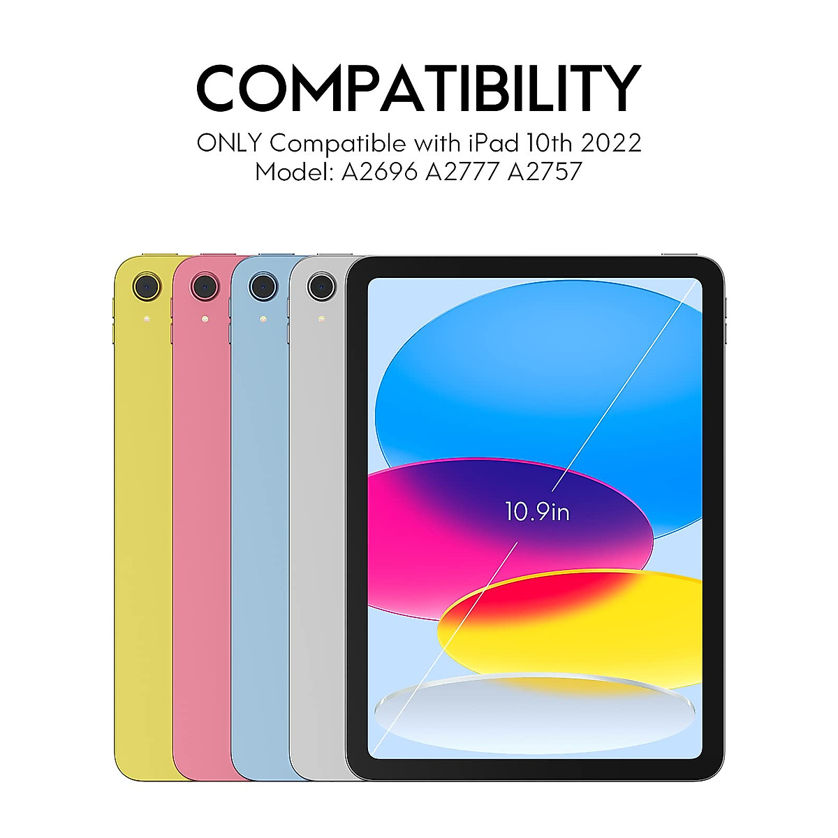 CHESONA For iPad 10th Generation Case with Keyboard (10.9", 2022), 7 Color Backlight, Multi-Touch Trackpad, Flip Stand Case with Pencil Holder, 2 Bluetooth Channels for iPad 10th 10.9 inch 2022, Black