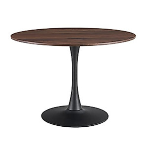 41.7" Modern Round Dining Table with Pedestal Base in Tulip Design, Mid-Century Leisure Table for Living Room Kitchen & Dining Room (Brown)