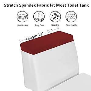 AZHCHKE Toilet Tank Lid Cover, Bathroom Stretch Washable Spandex Toilet Tank Protector Cover with Elastic Bottom, Burgundy
