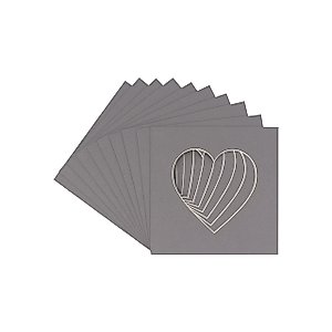 CountryArtHouse Charcoal Acid Free 22x22 Heart Picture Frame Mat with White Core Bevel Cut for 18x18 Pictures - Fits 22x22 Frame - Pack of 25 Matboards