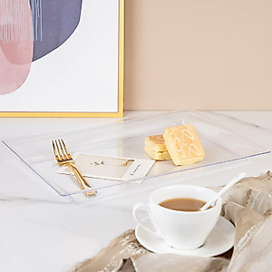 YOUBET 8 Pack Clear Plastic Serving Tray-15" x 10" Rectangle Food Trays- Disposable Serving Platter- Clear Disposable Serving Platter for Halloween/Thanksgiving/Christmas