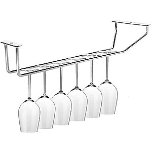 Wine Glass Holder Under Cabinet Organizer for Kitchen Organization and Storage Chrome Finish (22inch)