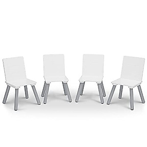 Delta Children Kids Table and Chair Set (4 Chairs Included) - Ideal for Arts & Crafts, Snack Time, Homeschooling, Homework & More, Grey/White
