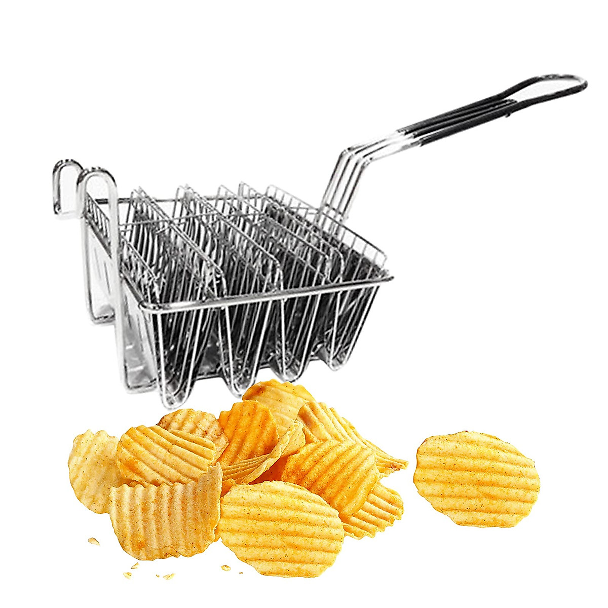 LOVIVER Taco Deep Shell Fryer Basket Taco Holder Basket with Grip Handle, Practical, 4/6 Shells Optional - 4 Shells
