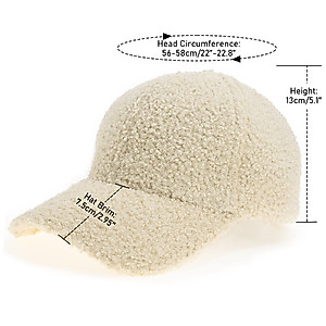 Lamb-Wool Baseball-Caps Warm-Winter Teddy-Fleece Hip-Hop Cap for Men Women Outdoor Travel Beige