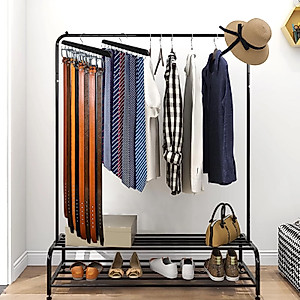 Belt Hanger for Closet, Holds Max 60 Belts, Wooden 20 Hooks Belt Organizer Wardrobe Accessory, 360° Rotatable Belt Storage Hanger Rack Space Saver for Belt, Bra, Tank Top, Tie, Scarf (2)