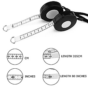 WIN TAPE 80'' / 205 CM Black Retractable Tape Measure with Black Rope
