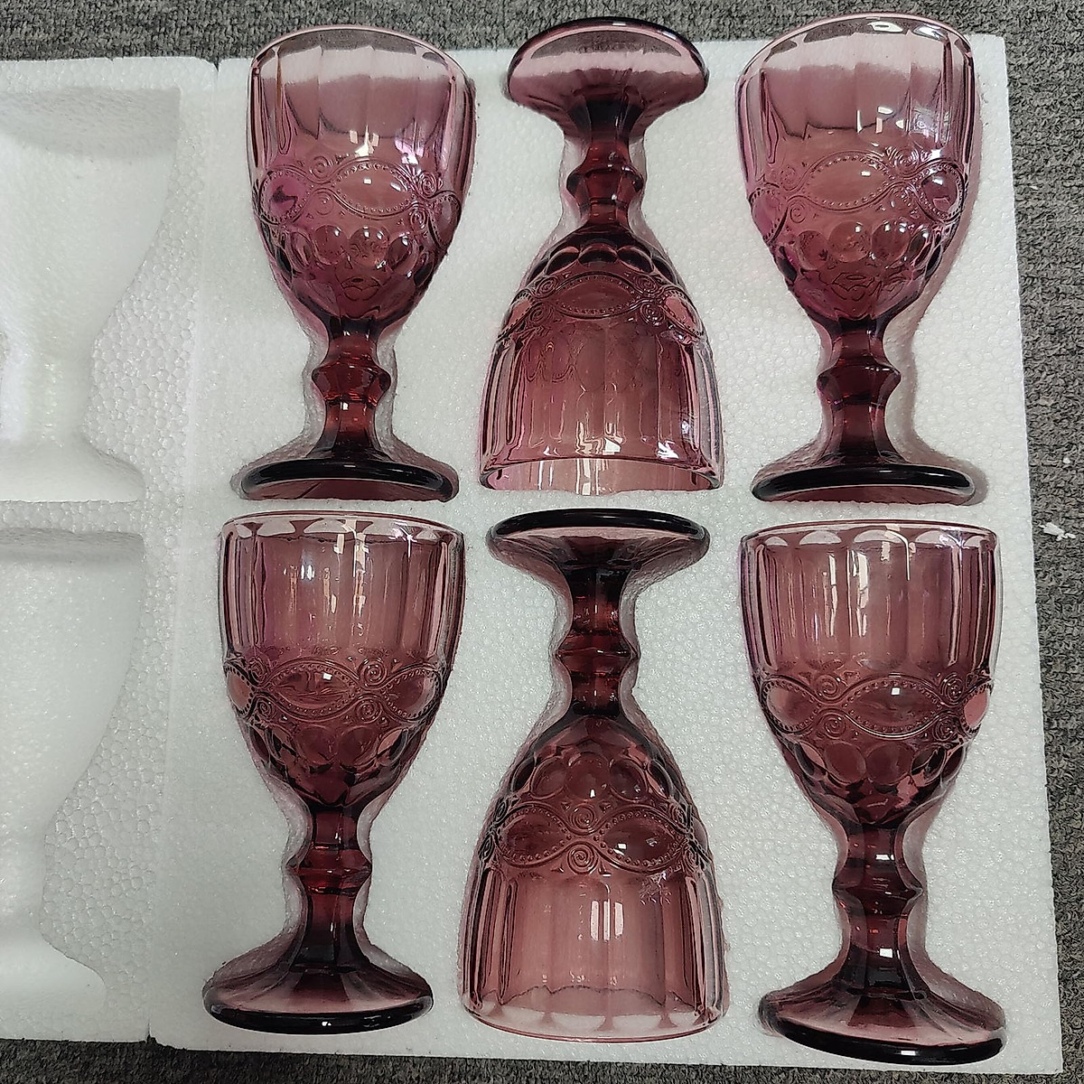 Taganov Set of 3 Colored Water Goblets - Elegant Red Wine Glasses