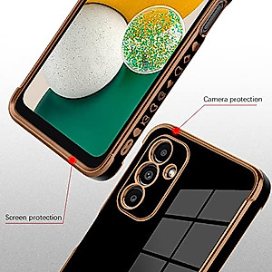 Bonoma Compatible with Samsung Galaxy A13 5G Case Love Heart Plating Cute Luxury Elegant Case Camera Protector Soft TPU Shockproof Protective Back Cover Galaxy A13 5G Case -Black