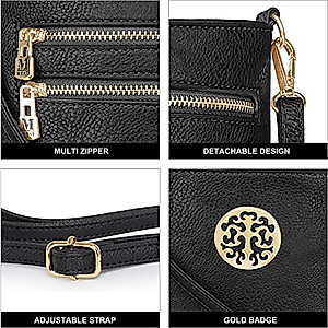 Montana West Crossbody Bags for Women Small Shoulder Travel Purses Multi Pocket Triple Crossover Lightweight Cross Body with Adjustable Strap MWC-042BK