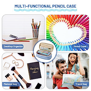 Sonuimy Large Capacity Pencil Case Pouch with Zipper, Portable Aesthetic Cute Big Capacity Pencil Cases Pen Office Travel Stationery Makeup Bag, Desk Organizer for College Adults Women Men-Pink