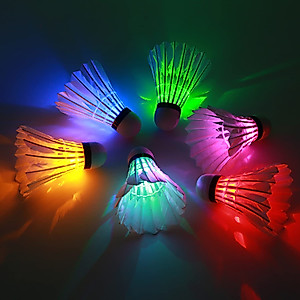 Ohuhu Shuttlecock, LED Birdies Badminton Glow in The Dark Lighting Badminton Birdies Goose Feather Shuttlecocks Light up for Outdoor Indoor Adults Sport Activities