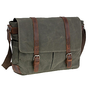 Waterproof Canvas 15" Macbook pro/ 15.6'' Leather Laptop Messenger Bag for Men Business Vintage shoulder bag/Briefcase Crossbody