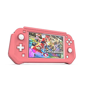 Protective Case for Nintendo Switch Lite, Switch Lite Case with Detachable Screen Protector Cover + Hand Grip Case Compatible with Nintendo Switch Lite 2019, Pink