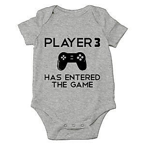 AW Fashions Player 3 Has Entered The Game Baby Bodysuit Newborn Boy Cute Romper Girl Clothes Romper (Newborn, Sports Grey)