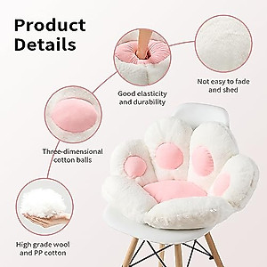 Ditucu Cat Paw Cushion Kawaii Chair Cushions 27.5 x 23.6 inch Cute Stuff Seat Pad Comfy Lazy Sofa Office Floor Pillow for Gaming Chairs Room Decor White