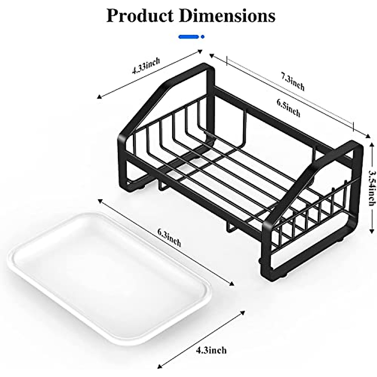 BSKSSK Sink Caddy, Sponge Holder for Kitchen Sink, Kitchen Bathroom Sink Organizer, 304 Stainless Steel Kitchen Countertop Organizer Soap Tray with Removable Drain Tray-Black