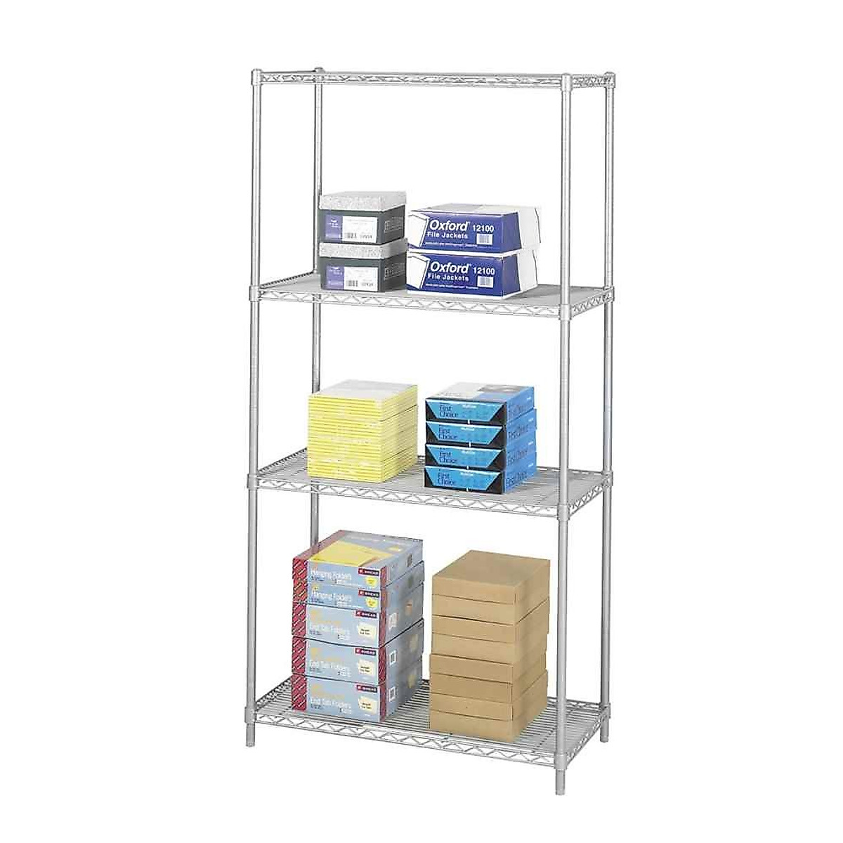 Safco Products 5285GR Industrial Wire Shelving Starter Unit 36"W x 18"D x 72"H (Add-On Unit and Extra Shelf Pack sold separately), Metallic Gray