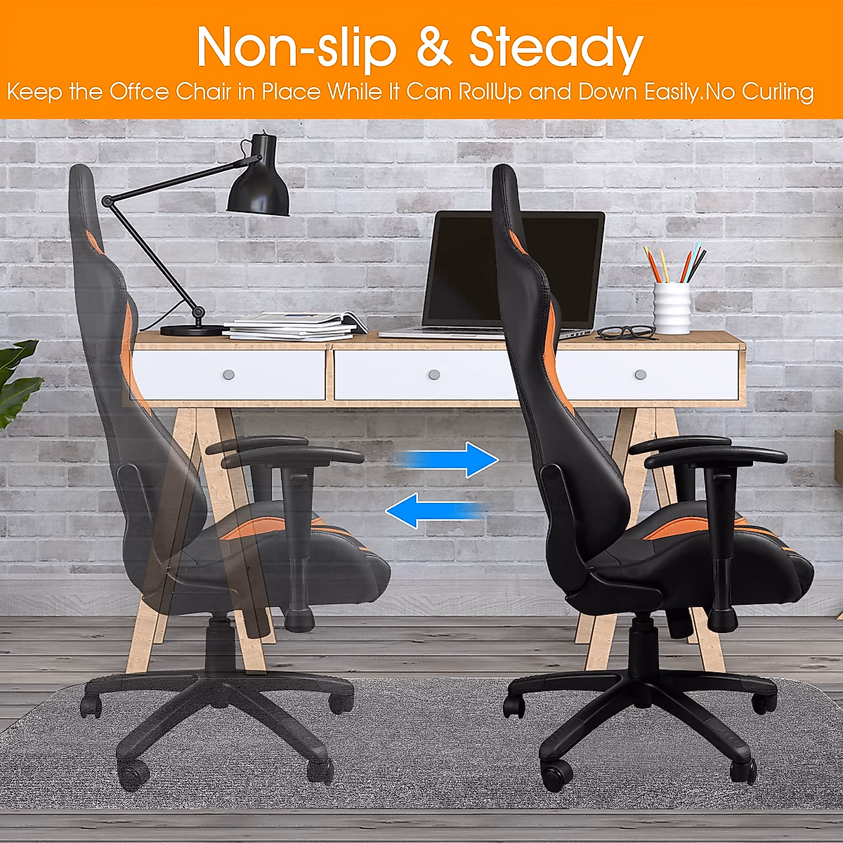 Brinman Chair Mat for Hardwood Floor,36"x48" Desk Chair Mat,Non-Slip Office Chair Mat, Computer Gaming Floor Mat for Rolling Chair, Under Desk Rug Floor Protector,Easy Clean & Flat Without Curling