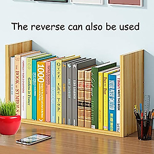 Catekro Desktop Bookshelf, Table Top Shelves, Desktop Shelves & Office Shelves, Desk Organzier， Storage Rack Adjustable Wood Display Simple Style Suitable for Study School（Black）