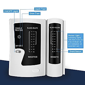 RJ45 Crimp Tool Ethernet Crimper for RJ45 Cat6 Cat5 Cat5e Pass Through Connectors and RJ12 Plug Ends with 50PCS RJ45 Cat6 Connectors, RJ45 Cable Tester and Mini Wire Stripper
