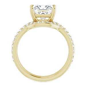 2 CT Princess Cut VVS1 Colorless Moissanite Engagement Ring Set for Women Bridal Ring Set Handmade Solitaire Moissanite Wedding Gifts Anniversary Promise for Love 925 Sterling Silver