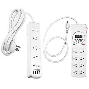BN-LINK 8 Outlet Surge Protector with 7-Day Digital Timer (4 Outlets Timed, 4 Outlets Always On),6.6FT Extension Cord Flat Plug, White Surge Protector Power Strip with 3AC Outlets 4 USB Ports