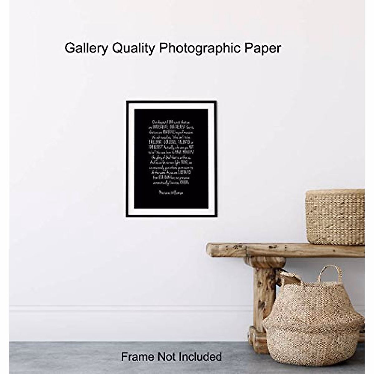 Marianne Williamson Deepest Fear Quote Wall Art Print - Perfect Home Decor for Office, Bedroom, Bathroom, Dorm - Inspirational, Motivational, Spiritual Gift for Women - Unframed 8X10 Photo