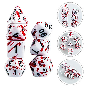 ABOOFAN 14Pcs Blood Splatter Dice Polyhedral Dice Set Bloodstained Acrylic Gaming Dices RPG Games Dices for Tabletop Role Playing Dice Games